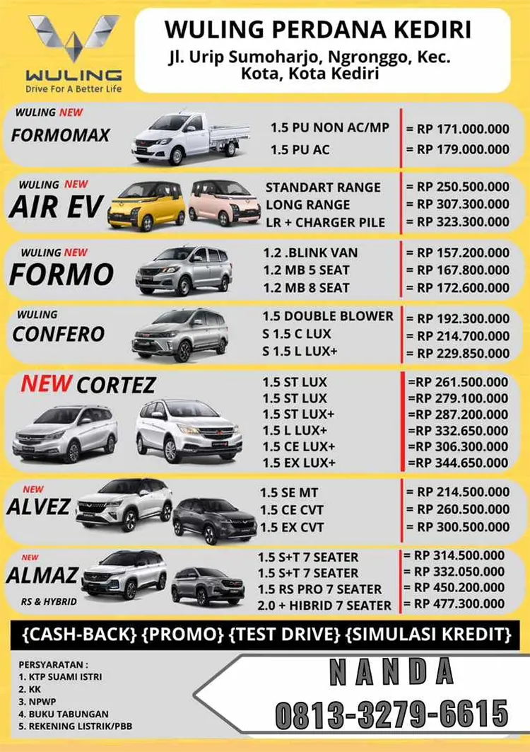 Harga Terbaru Mobil Wuling | Wuling Kediri